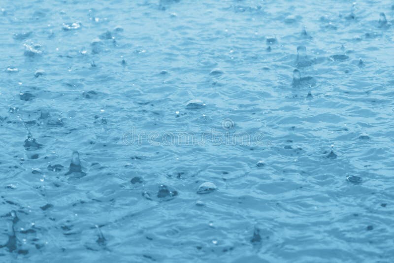 Blue Color Tone of Close Up Rain Water Drop Falling Stock Photo - Image ...