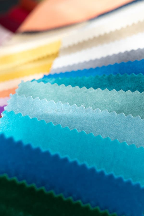 Blue Color Tones of Velvet Samples of Fabric that Creates an Abstract ...