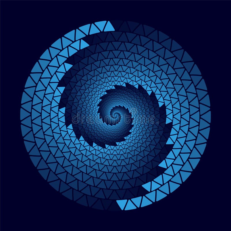 Blue Color Triangles in Circle Spiral As Background or Icon, Logo ...