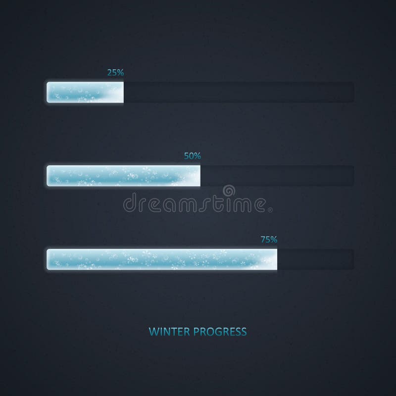 Blue Color Vector Progress Bars with Snowflakes. Stock Vector ...