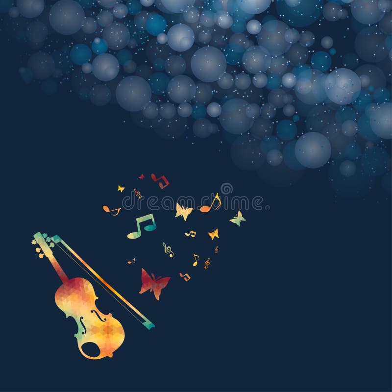 The Blue Color Violin Art Background Stock Vector - Illustration of ...