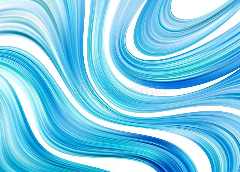 Blue Color Water Abstract Smooth Wave. Curve Flow Motion. Vector ...