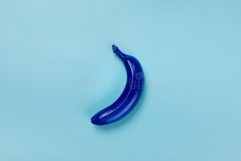 Blue Colored Banana Isolated on Blue, Colorful Background Stock Photo ...