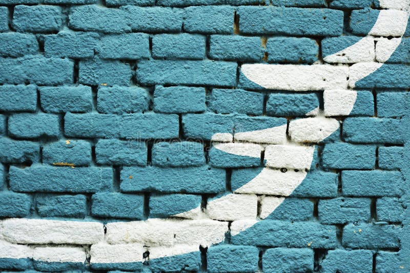 Blue Colored Brick Wall Background Texture - with Artistic White Shape ...