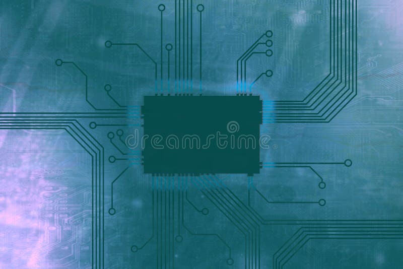 Blue Colored Digital Computer Chip Core Stock Illustration ...