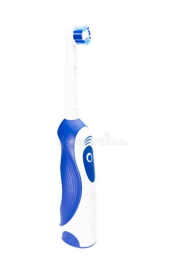 Blue Colored Electric Toothbrush Isolated on White Background Stock ...