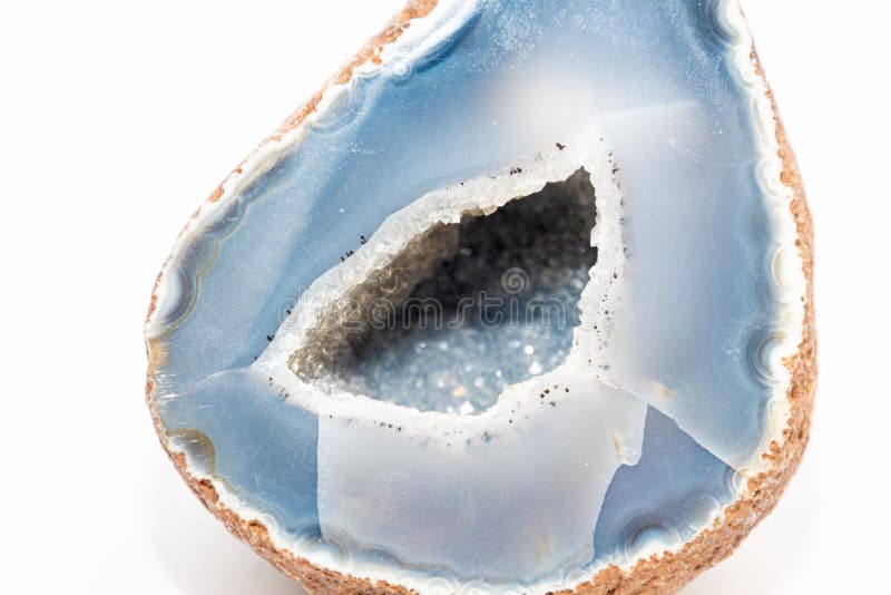 Blue Colored Geode Outside Looking Like Usual Rock Inside Full of Small ...