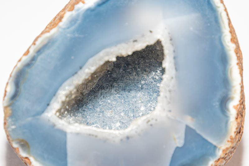 Blue Colored Geode Outside Looking Like Usual Rock Inside Full of Small ...