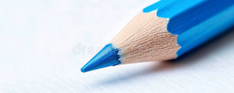 Blue Colored Pencil on White Background, Creative Drawing Concept Stock ...