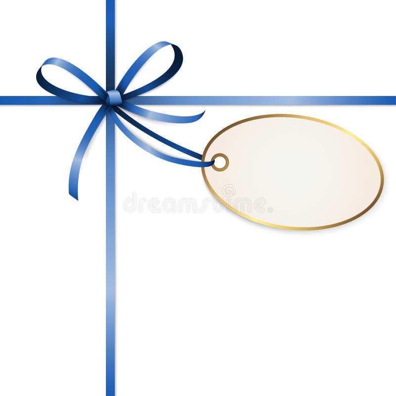 Blue Colored Ribbon Bow with Hang Tag Stock Vector - Illustration of ...