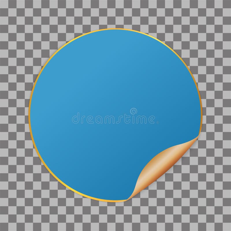 Blue Colored Round Sticker Banner with Gold Frame on Transparent ...