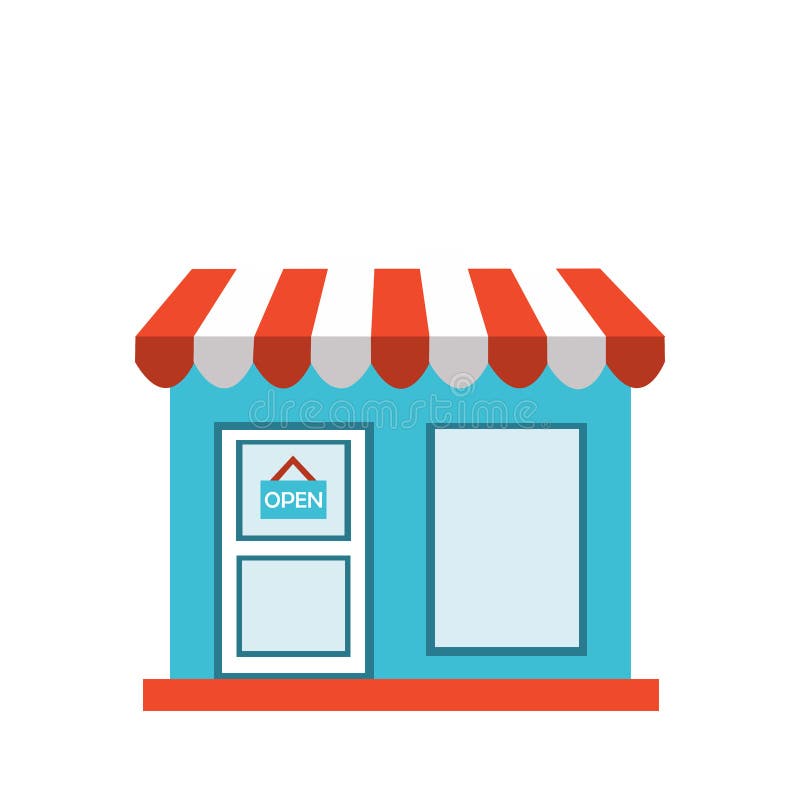 Blue Colored Store on White Background Stock Illustration ...