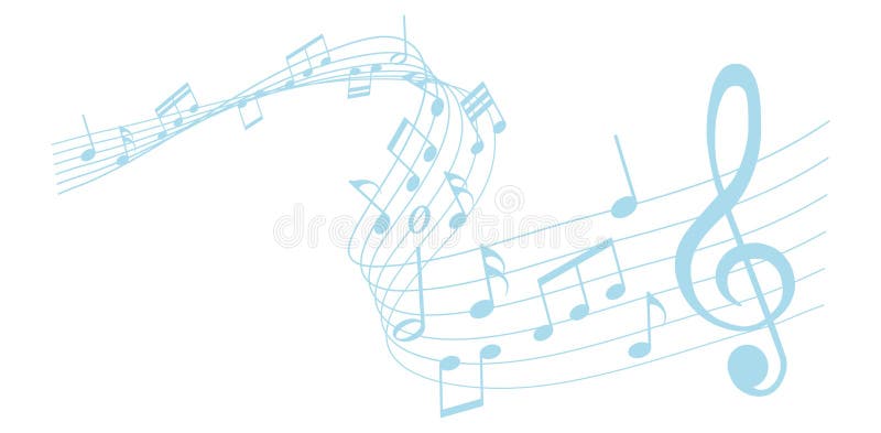 Blue Colored Vector Sheet Music - Musical Notes Melody on White ...