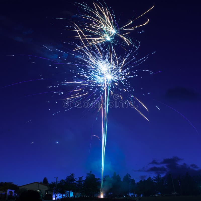 Blue colorful fireworks stock image. Image of bright - 39574169
