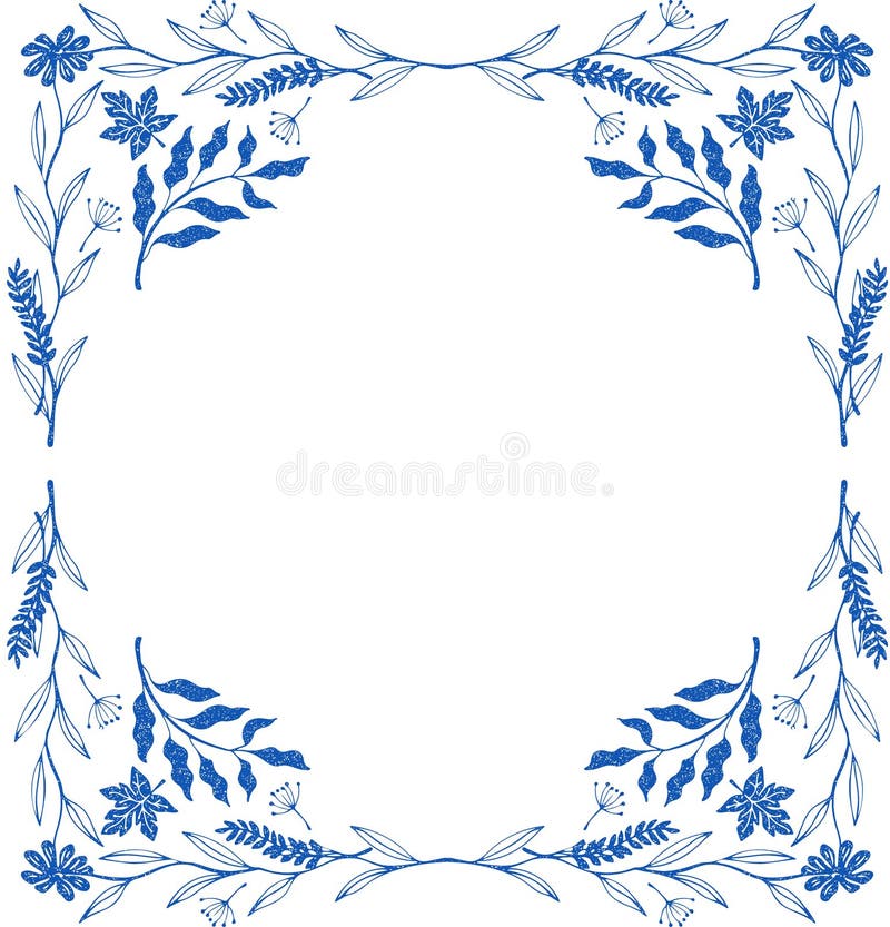 Blue colorful flower frame stock illustration. Illustration of sketch ...