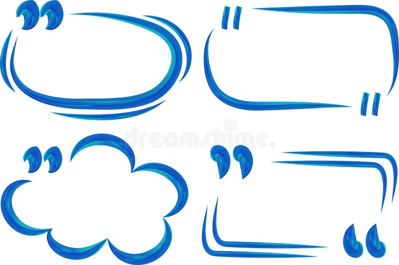 Blue Colorful Thick Outline Hand Drawn Abstract Quote Frames Set Vector ...