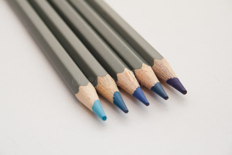 Blue coloring pencils stock photo. Image of writing, blues - 4909296