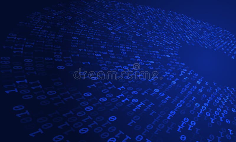 Blue Colors Numbers One and Zero with Perspective View. Big Data ...