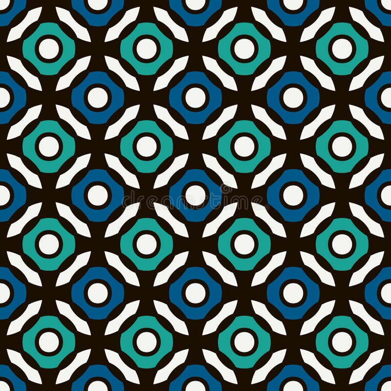 Blue Colors Seamless Pattern with Repeated Overlapping Circles. Round ...