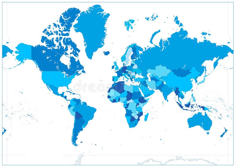 Blue Colors World Map Isolated on White. No Text Stock Vector ... Blue Colors World Map Isolated on White. No Text Stock Vector ...