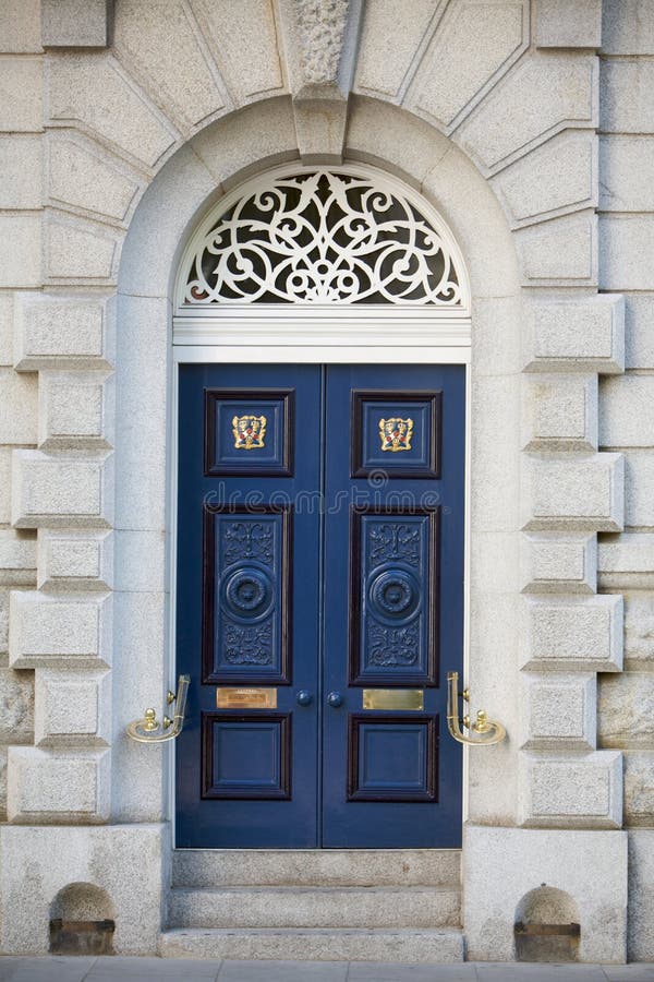 Blue Colour Door, Office / Home Building Stock Photo - Image of ancient ...