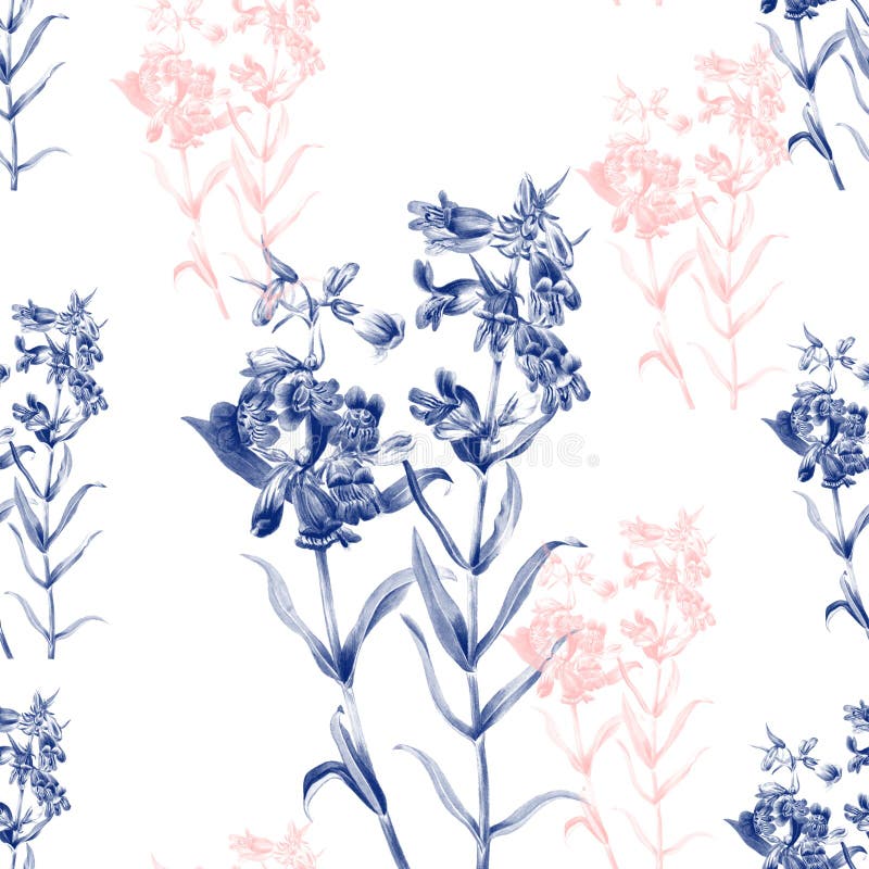 Blue Colour Flower Pattern Allover Design Stock Image - Image of flower ...