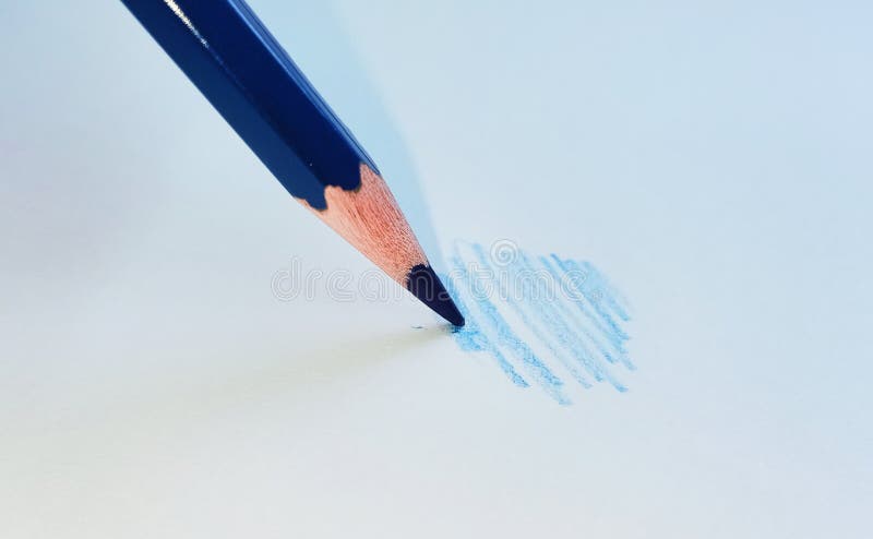 Blue Colour Pencil Drawing on Paper Stock Image - Image of colour ...