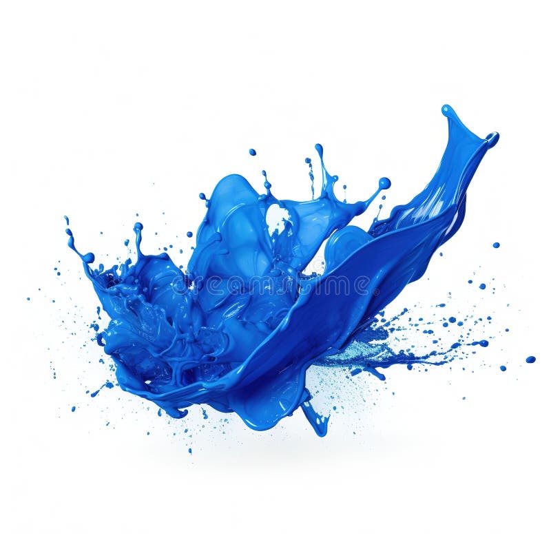 Blue Colour Plastic Paint Splash Isolated on a White Background Stock ...