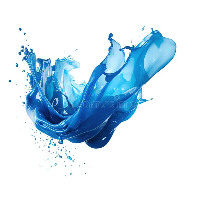 Blue Colour Plastic Paint Splash Isolated on a White Background Stock ...