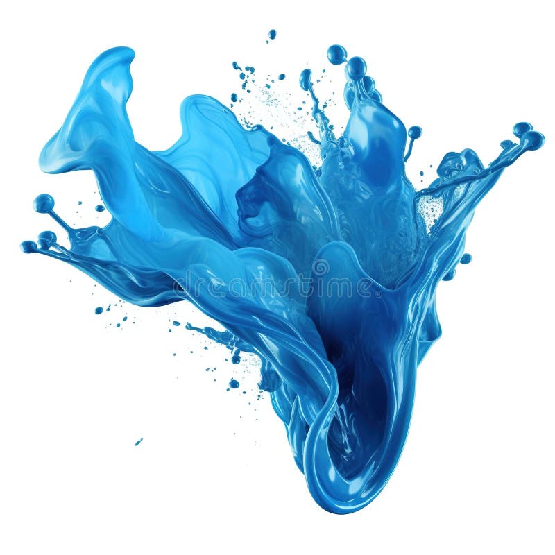 Blue Colour Plastic Paint Splash Isolated on a White Background Stock ...