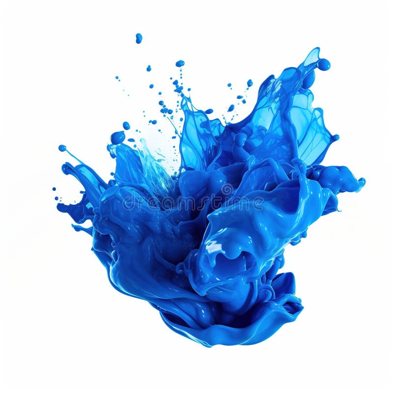 Blue Colour Plastic Paint Splash Isolated on a White Background Stock ...