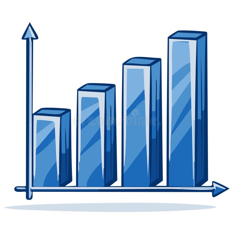 Blue Column Chart Showing Upward Trend on Arrow Axes Growth and ...
