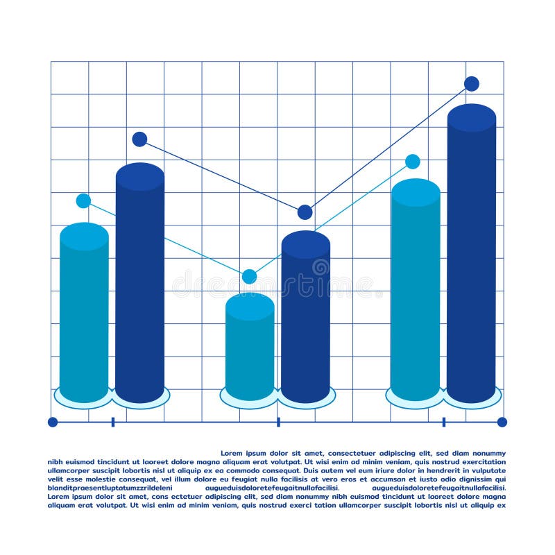 Blue Column Chart Vector, Diagram and Infographic Elements Design in ...