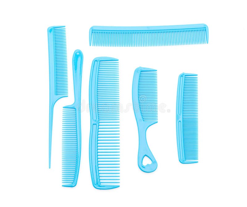 Blue comb on white stock image. Image of combing, texture - 96389367