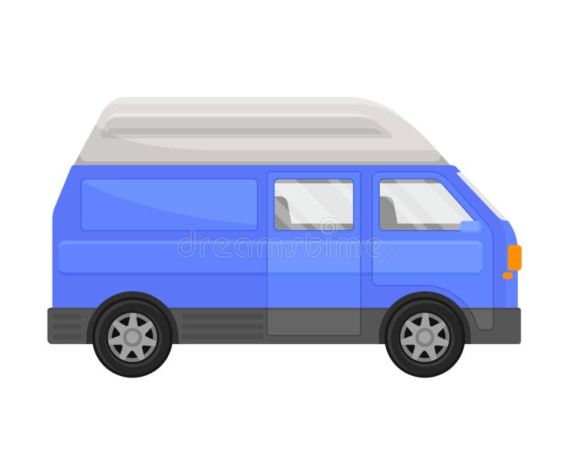 Blue combi van stand stock illustration. Illustration of cartoon ...