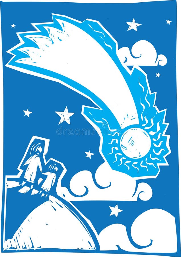 Blue Comet stock vector. Illustration of night, observe - 24839719