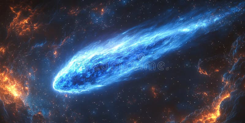A Blue Comet is Flying through Space Stock Photo - Image of fantasy ...