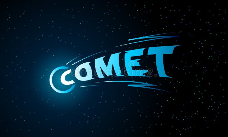 Blue Comet Lettering Emblem on Black Background. Stock Vector ...