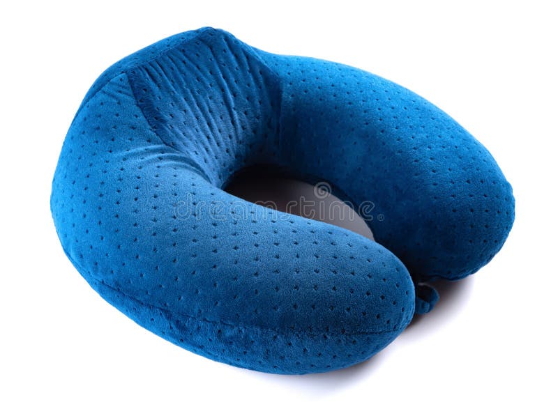 Blue Comfortable Neck Pillow on White Stock Image - Image of resting ...