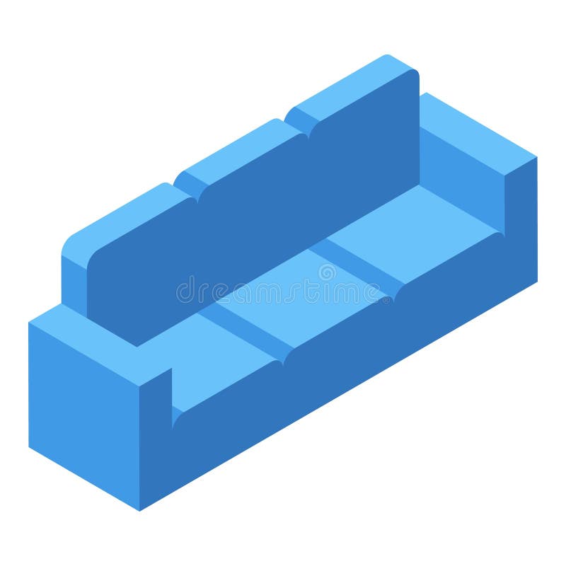 Blue Comfortable Sofa Isometric Style Furniture Element Stock Vector ...