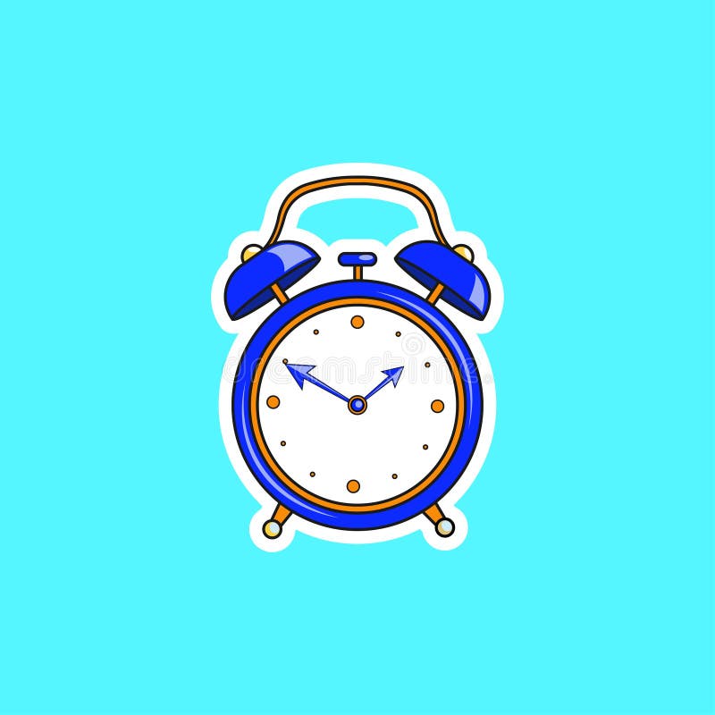 Blue Comic Alarm Clock. Vector Bright Dynamic Cartoon Object in Retro ...
