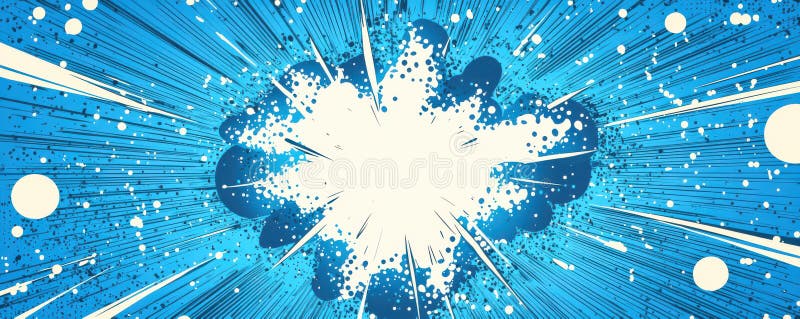 Blue Comic Book-style Explosion with Dynamic White Burst and Abstract ...