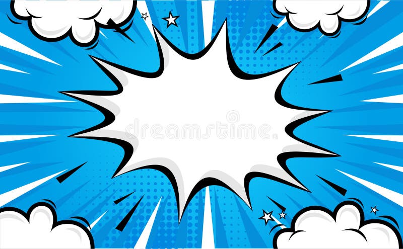 Blue Comic Cartoon Background with Stars Vector Template Stock Vector ...
