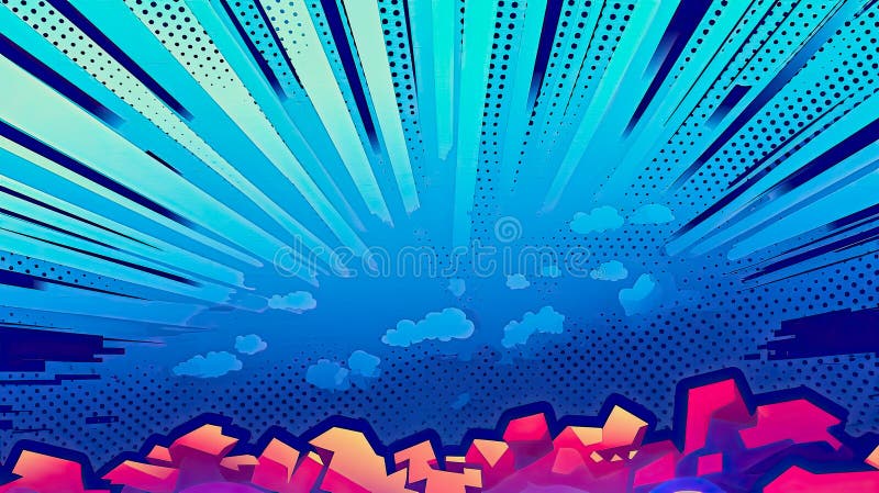 A Blue Comic Style Like Background for Copy Space Stock Illustration ...