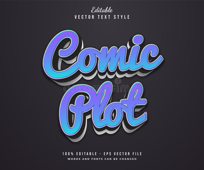 Blue Comic Text Style with Embossed Effect, Can Be Used for Movie Title ...