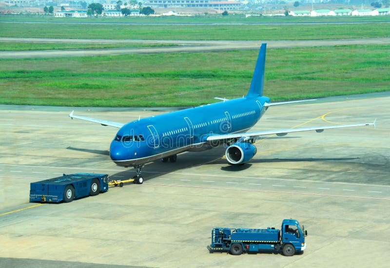 Blue commercial airplane stock image. Image of craft - 38096697