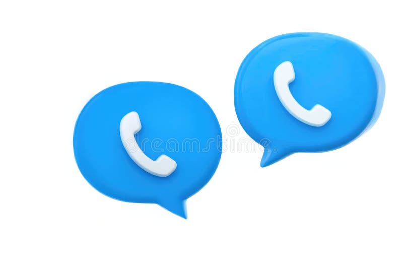 Blue Communication Bubbles with Phone Icon on White Background ...