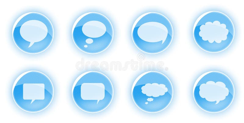 Blue communication icons stock illustration. Illustration of comic ...