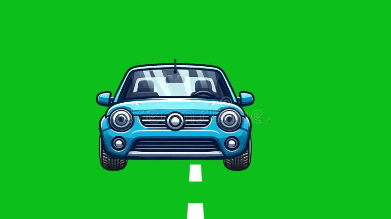 Blue Compact Car Animation on Green Screen Background Stock Video ...