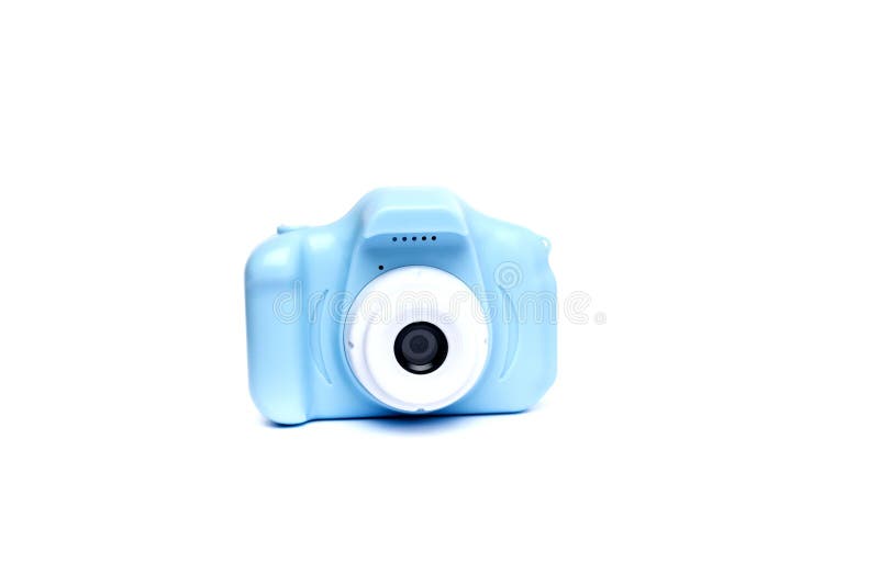 Blue Compact Childs Camera on White Background Stock Image - Image of ...